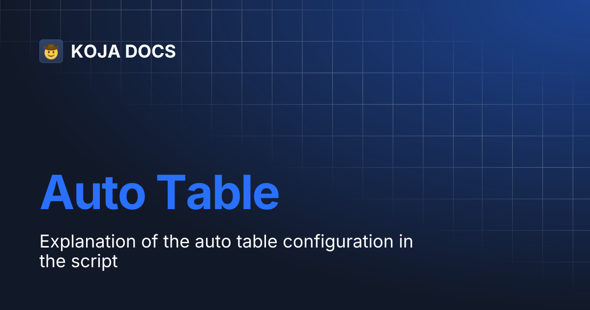 Auto Table | KOJA DOCS