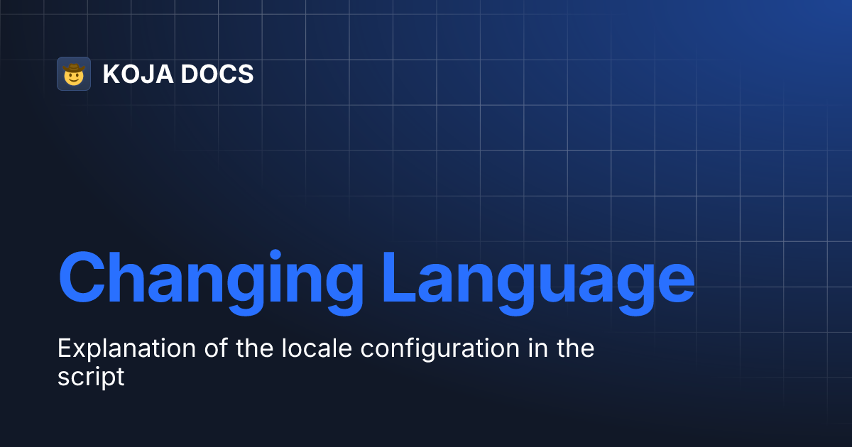 Changing Language | KOJA DOCS